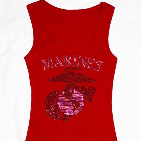 Tops | New Rhinestone Marine Corps Tank | Poshmark